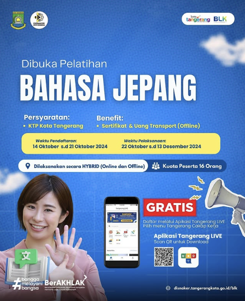 KEC LARANGAN | BLK Kota Tangerang Buka Pendaftaran Kelas Bahasa Jepang ...